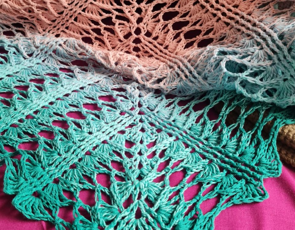 28 de Julio de 2020. Chal tejido crochet. Motivo sencillo de 5 vueltas ...